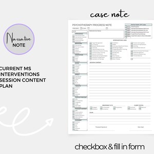 Psychotherapy Progress Note Template Narrative Note Therapy - Etsy