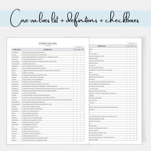 Identifying Core Values Worksheets, Clarification Core Values, CBT ...