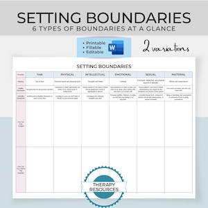 Setting Boundaries Template Fillable, Editable, Printable | Six Types ...