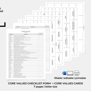 Identifying Core Values Worksheets, Clarification Core Values, CBT ...