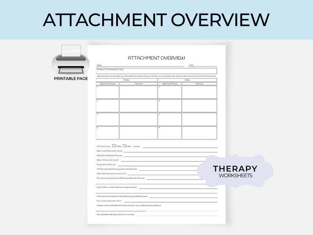 Attachment Research Form Printable, Client Intake Form, Therapy ...