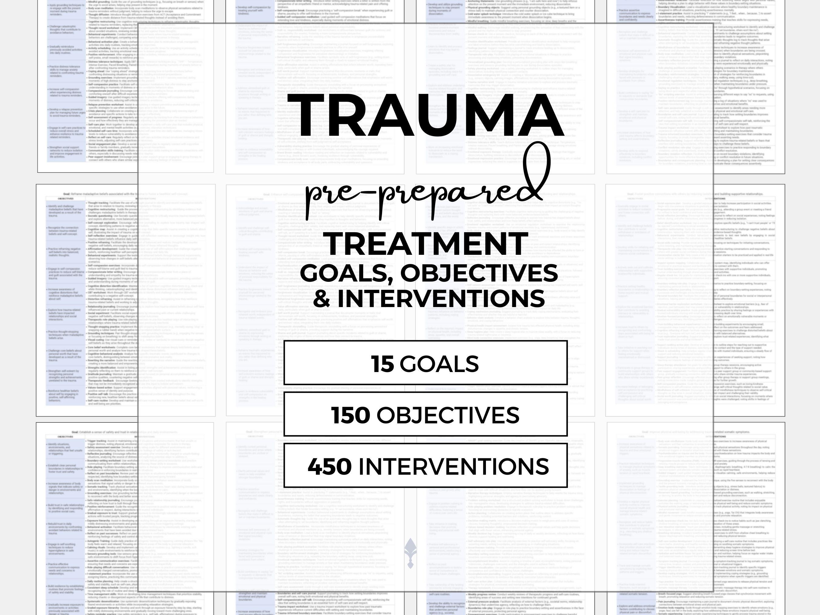 Trauma Goals, Objectives and Interventions, Treatment Planning, Setting ...