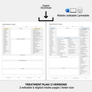Psychotherapy Treatment Plan Editable Word Template, Counseling Plan ...
