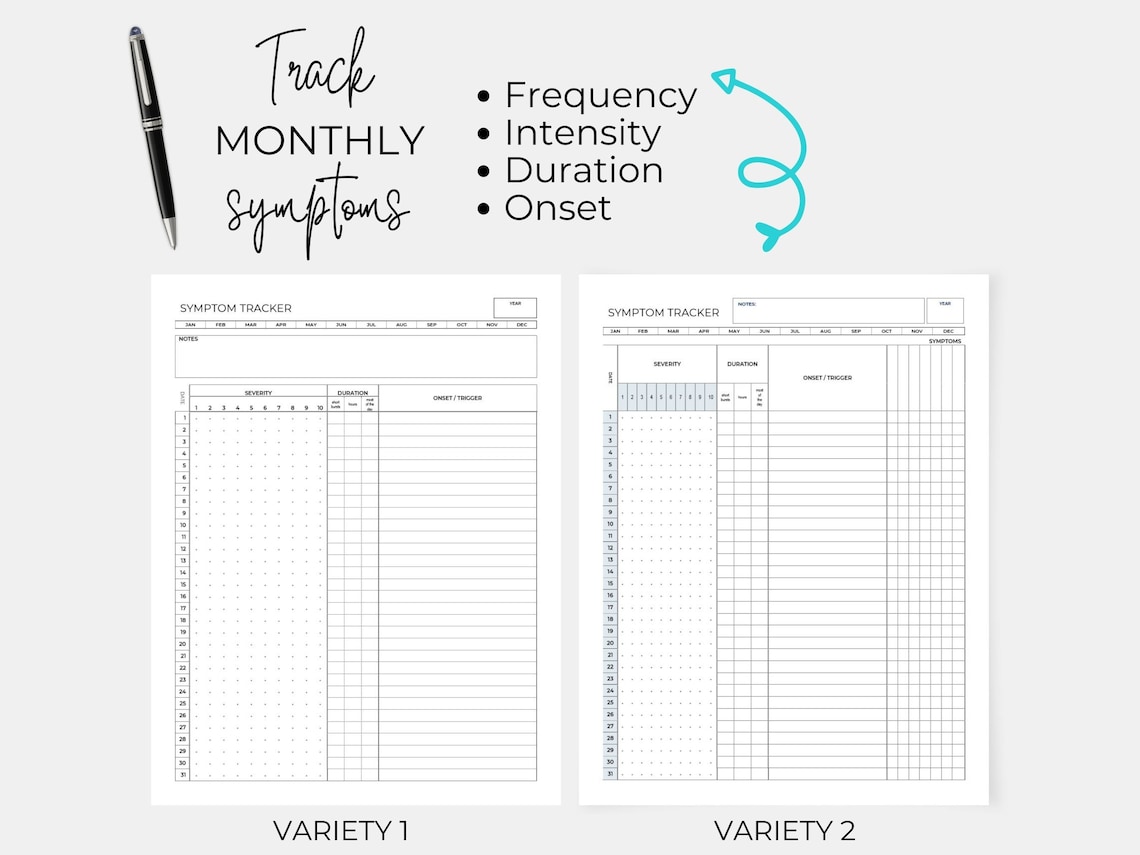 Symptom Tracker Printable Therapy Planner Mental Health | Etsy