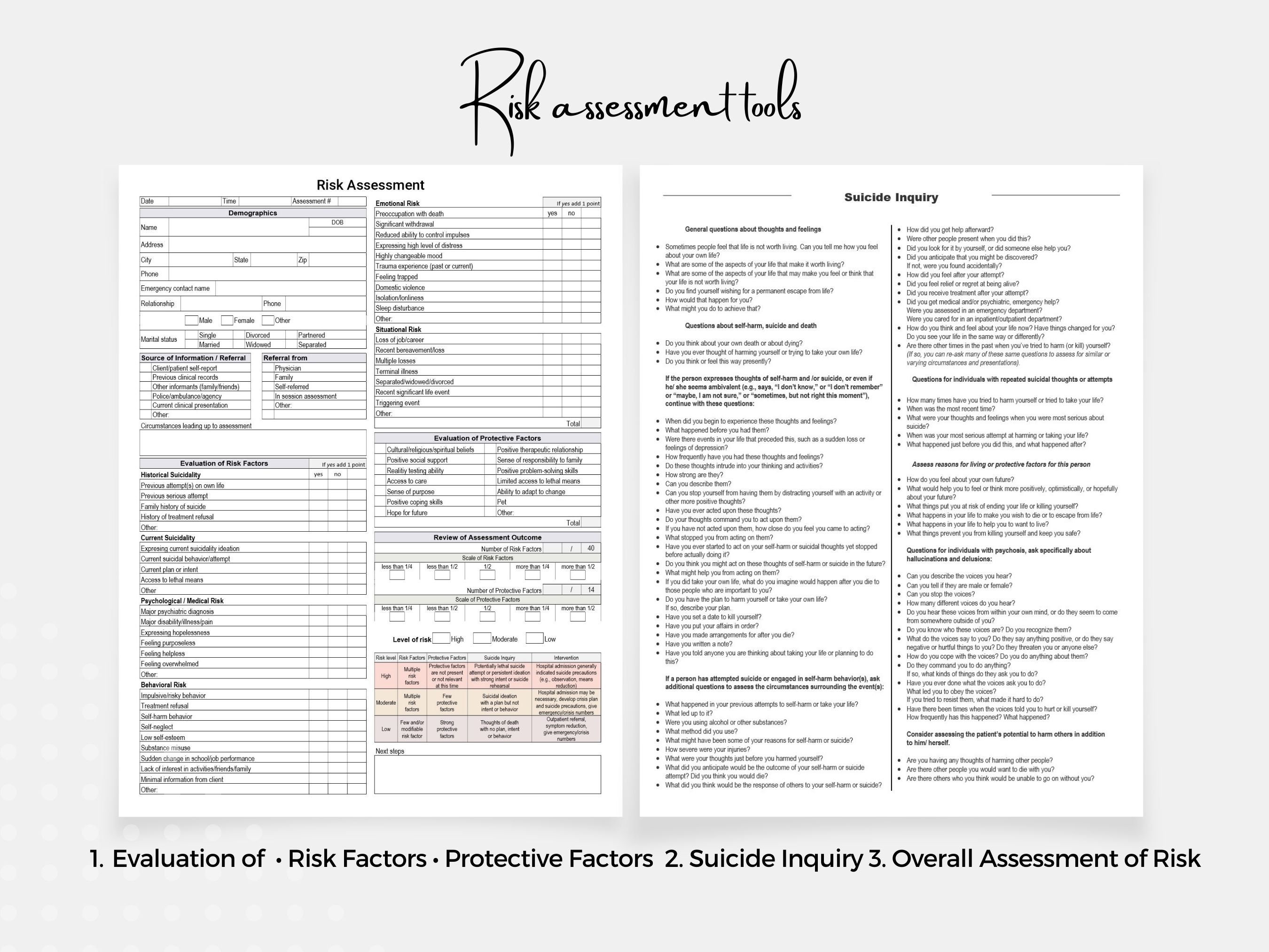 Risk Assessment Template Fillable Suicide Assessment Form - Etsy Australia