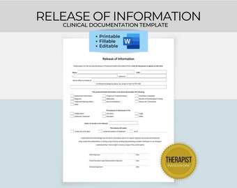 Release of Information Consent Form Template for Private Practice ...