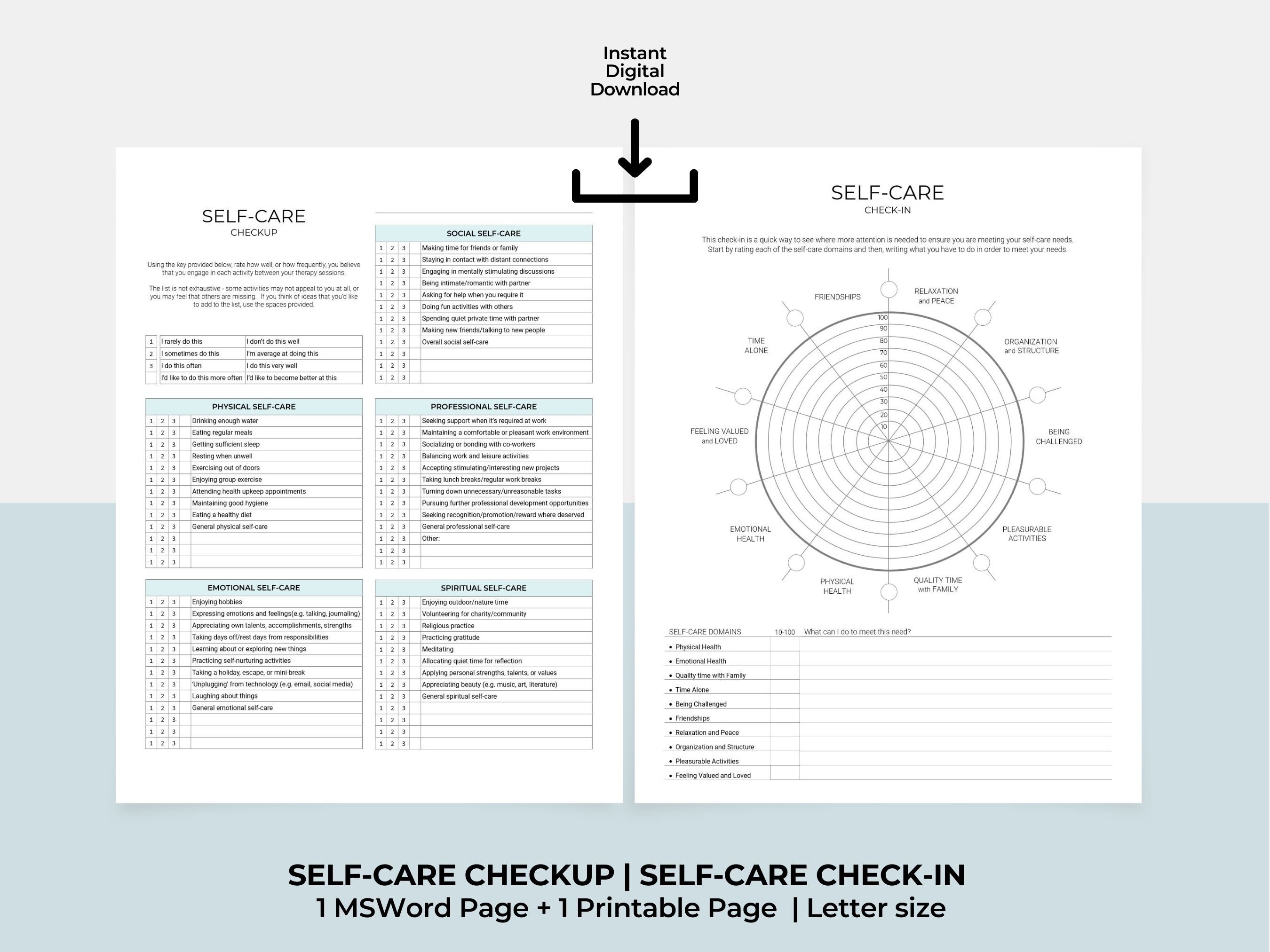 Plantilla de chequeo de autocuidado editable registro de - Etsy México