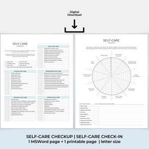 Self-care Checkup Template Editable, Self-care Check-in Printable ...
