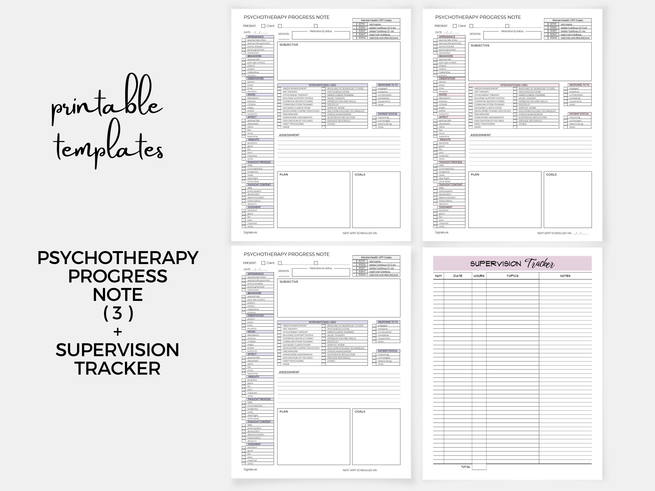 Soap Note Psychotherapy Progress Note Template Private - Etsy