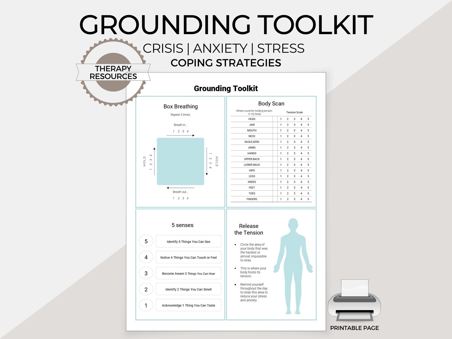 Grounding Toolkit, Crisis Coping Skills, Fast-acting Stress Relief ...