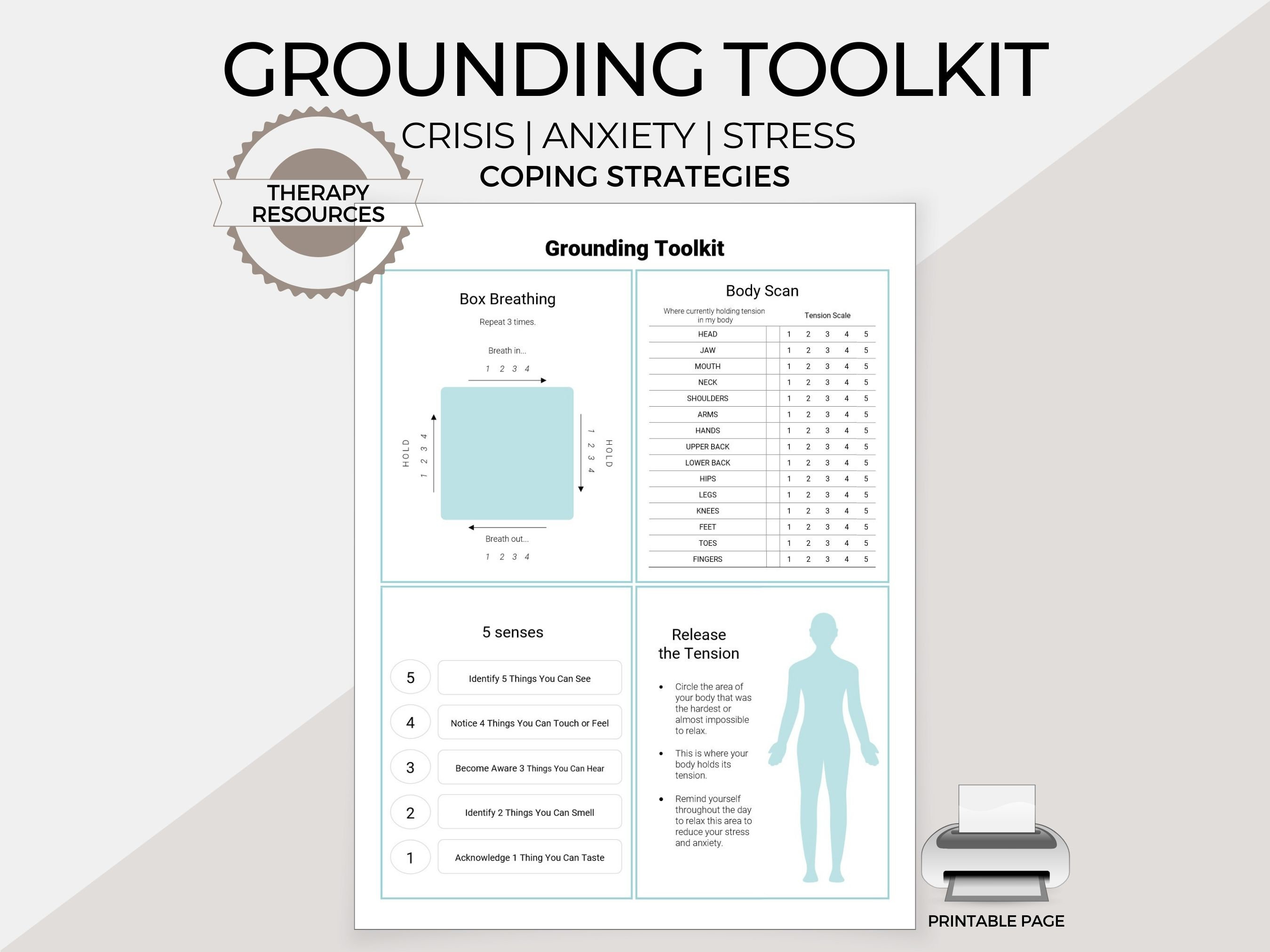 Grounding Toolkit, Crisis Coping Skills, Fast-acting Stress Relief ...