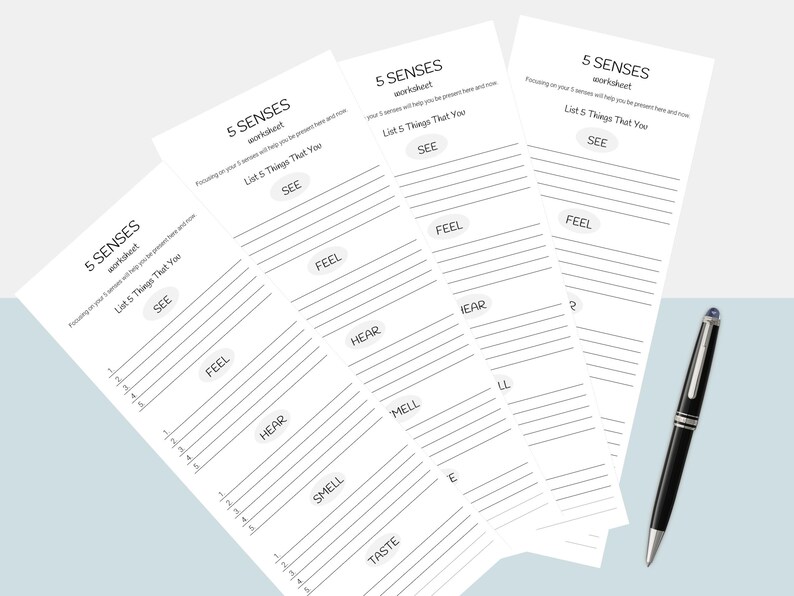 5 Senses Worksheet Mindfulness Activity Acceptance and - Etsy