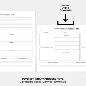Psychotherapy Process Note, Counseling Note, Therapy Tool, Therapist ...
