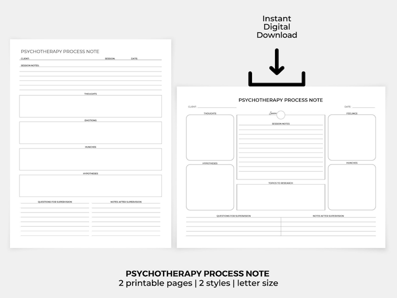 Psychotherapy Process Note, Counseling Note, Therapy Tool, Therapist ...