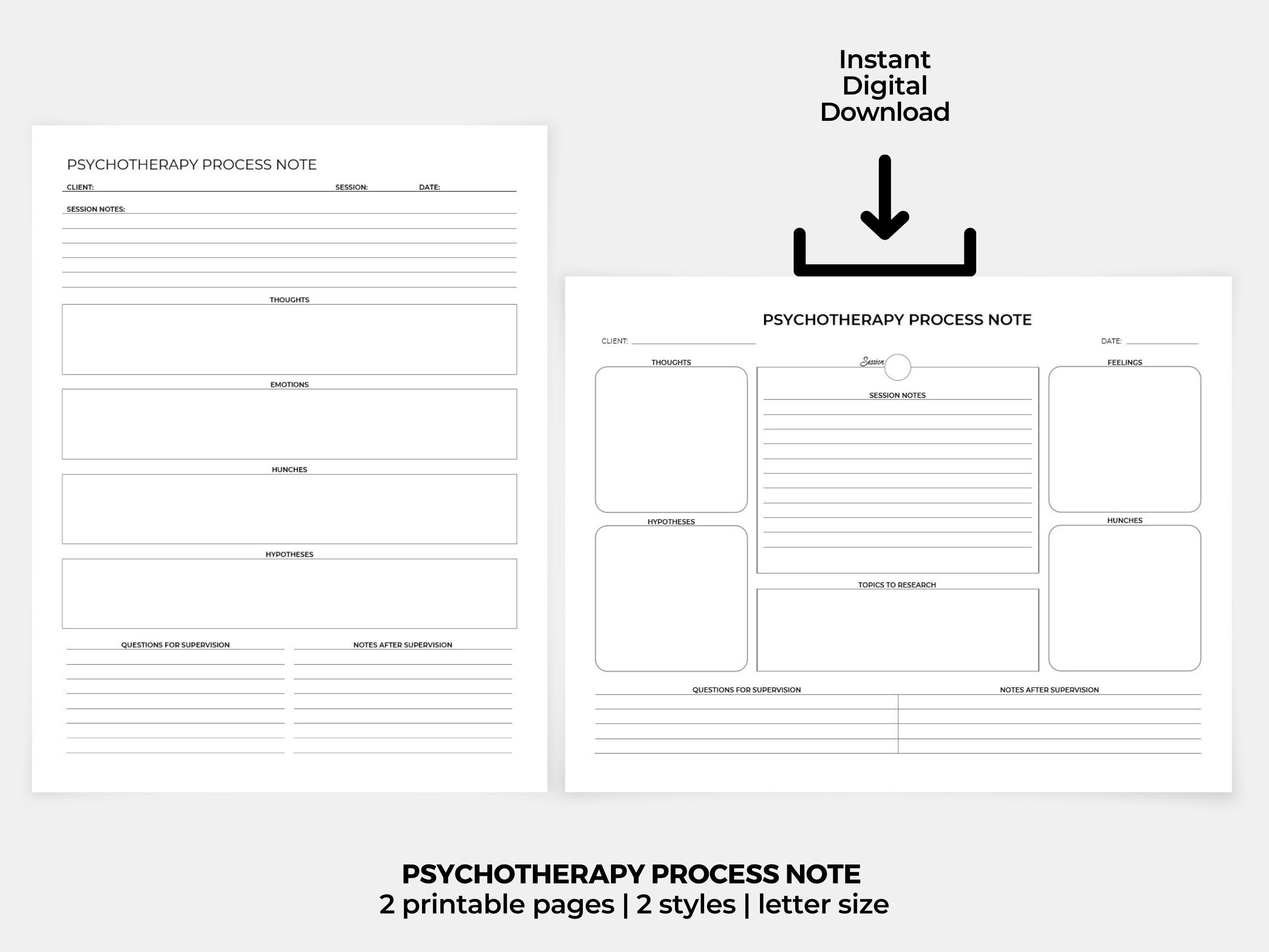 Psychotherapy Process Note, Counseling Note, Therapy Tool, Therapist ...