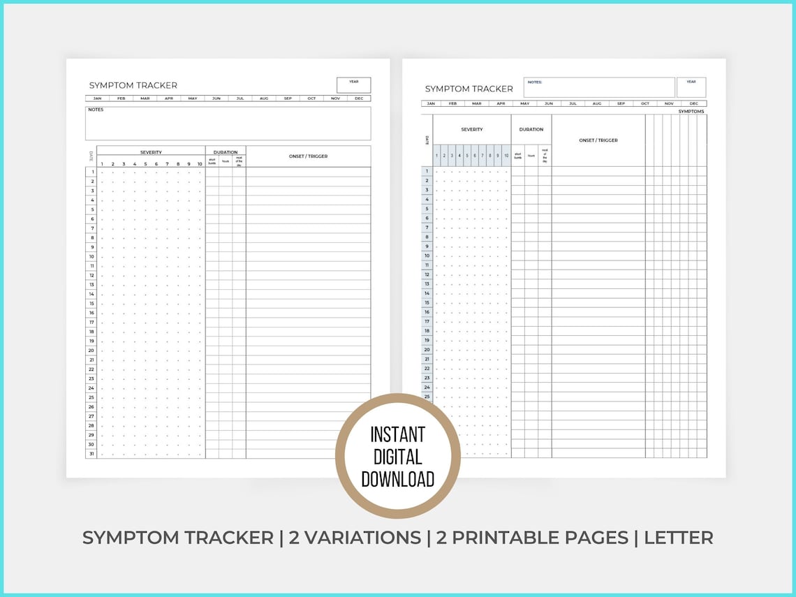 Symptom Tracker Printable Therapy Planner Mental Health - Etsy