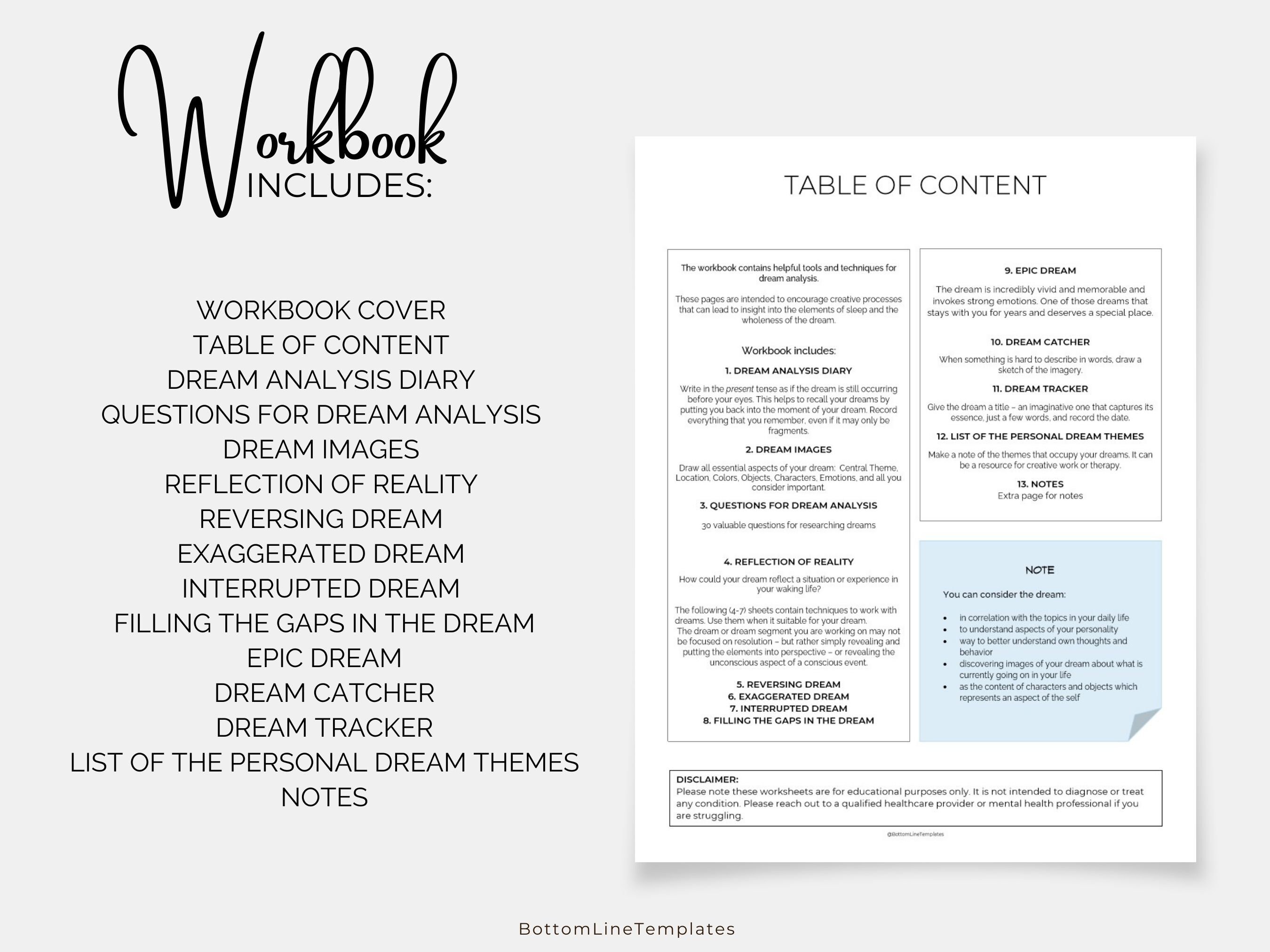 Dream Analysis Workbook Printable Dreamwork Therapy - Etsy