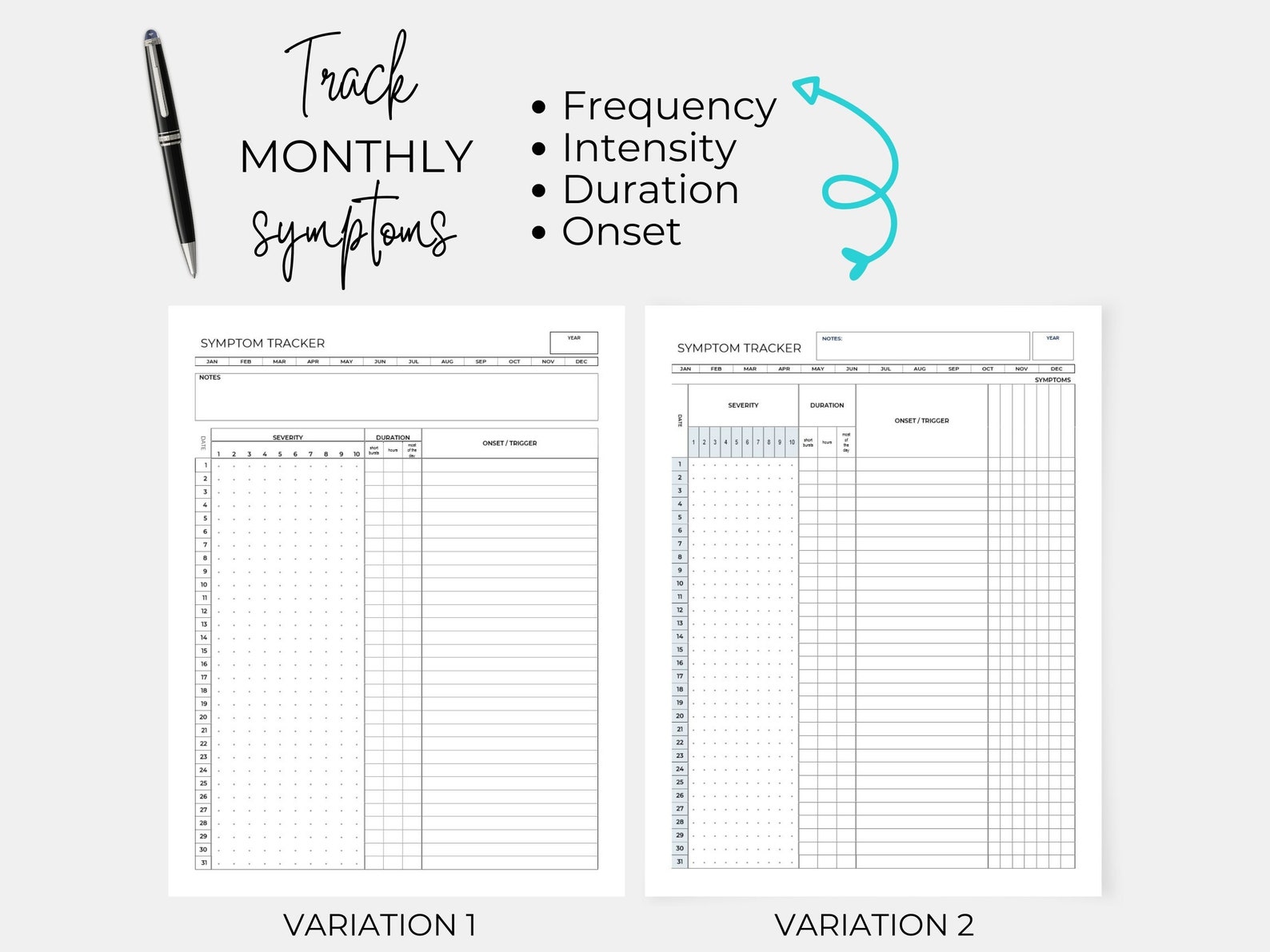 Symptom Tracker Printable Therapy Planner Mental Health - Etsy