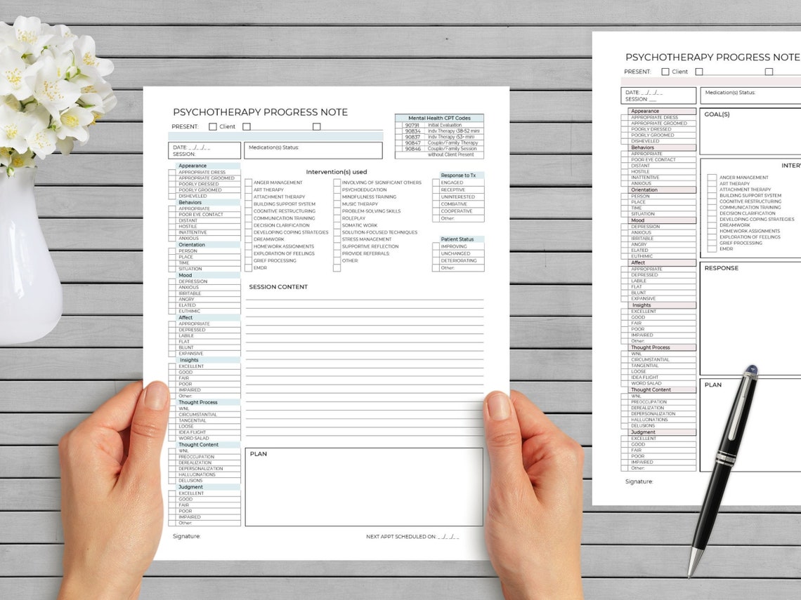 Psychotherapy Progress Note Template Case Note Printable - Etsy