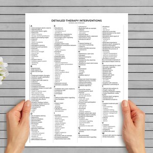 Therapy Interventions List, Clinical Terms Cheat Sheet, Reference for ...