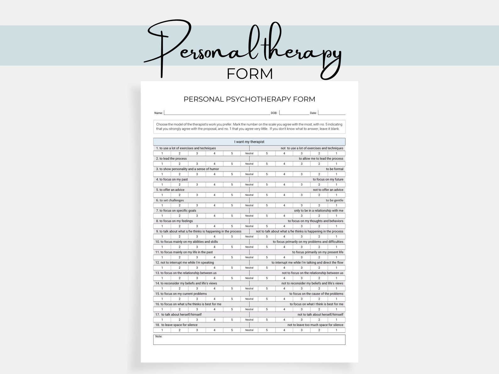 Psychotherapy Documentation Bundle, Client Intake Form, Interventions ...