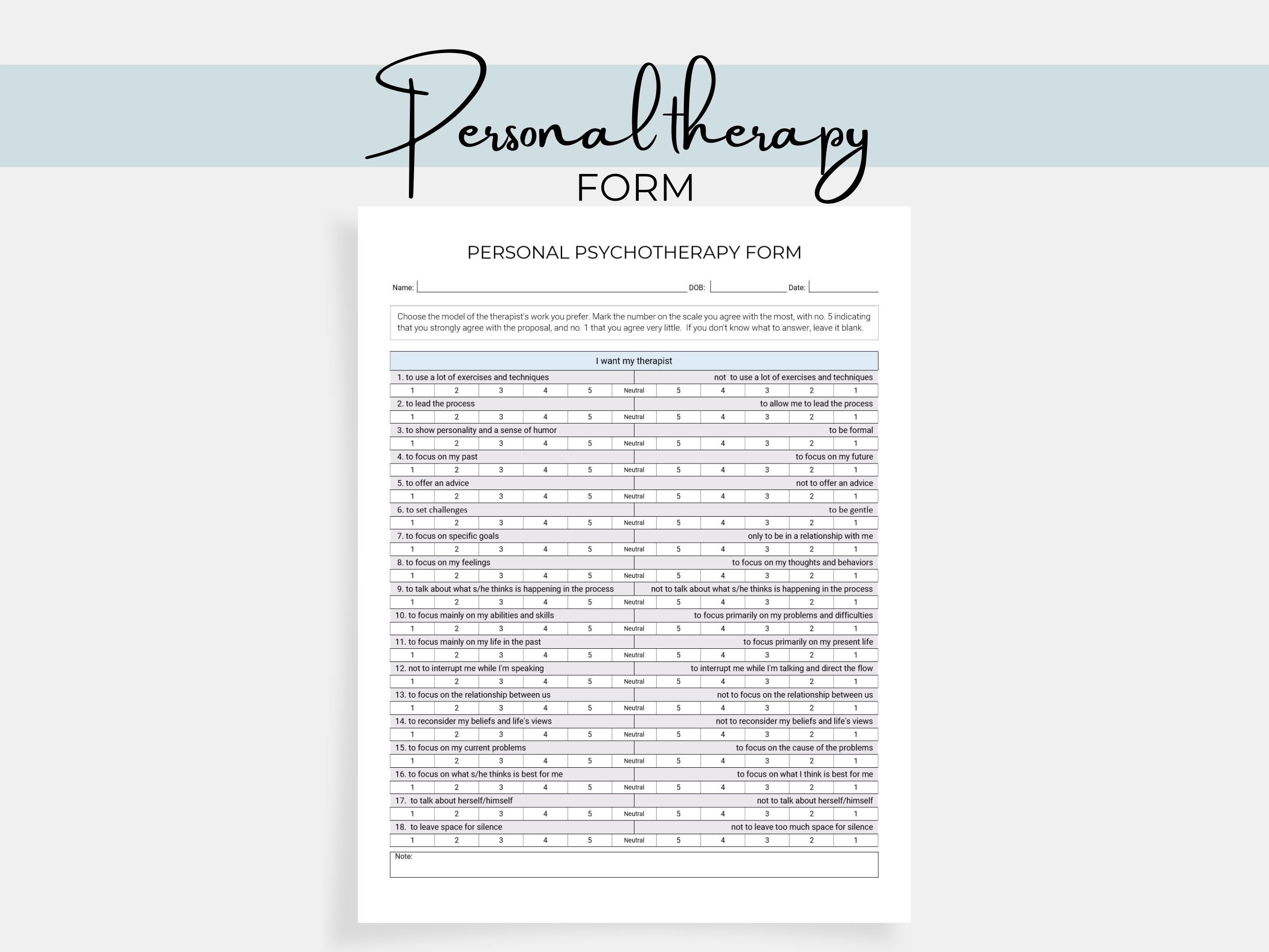Psychotherapy Documentation Bundle, Client Intake Form, Interventions ...