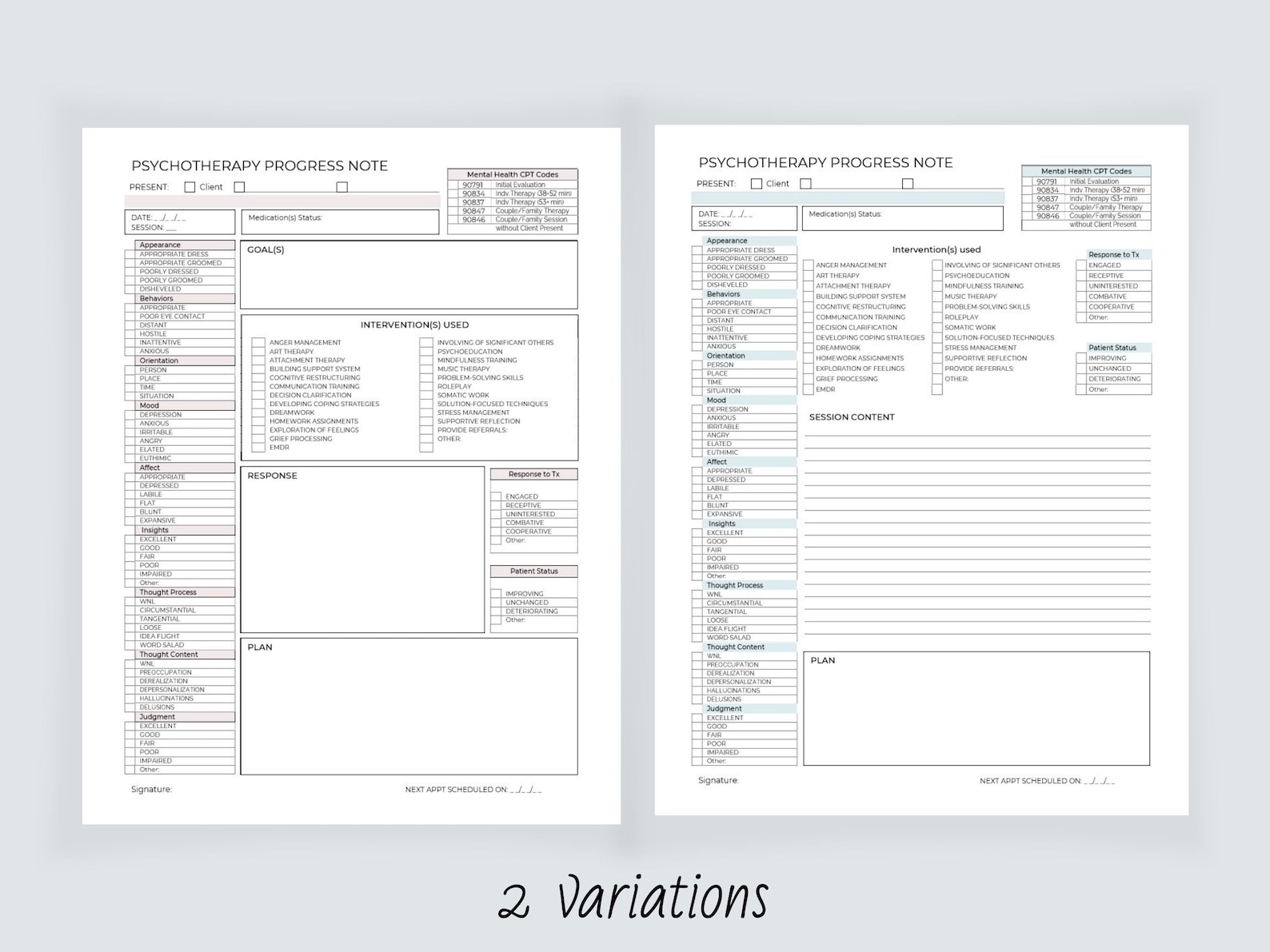 Psychotherapy Progress Note Template Case Note Private | Etsy
