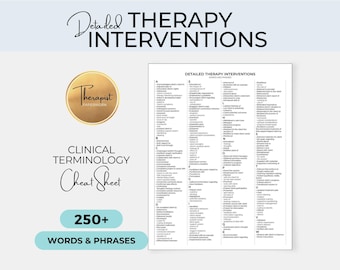 Therapy Interventions List, Clinical Terms Cheat Sheet, Reference for ...