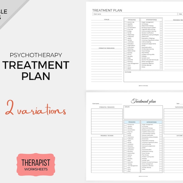 Treatment Plan Forms - Etsy