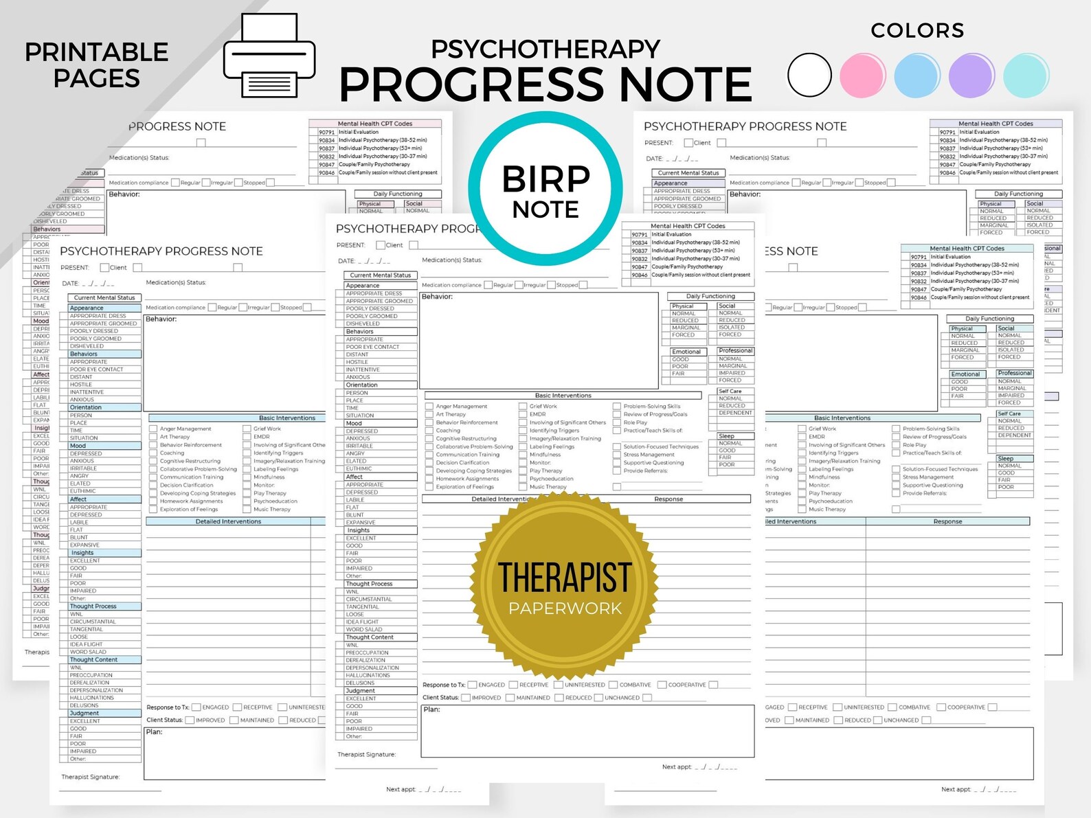 Psychotherapy Progress Note Template BIRP Note Printable - Etsy