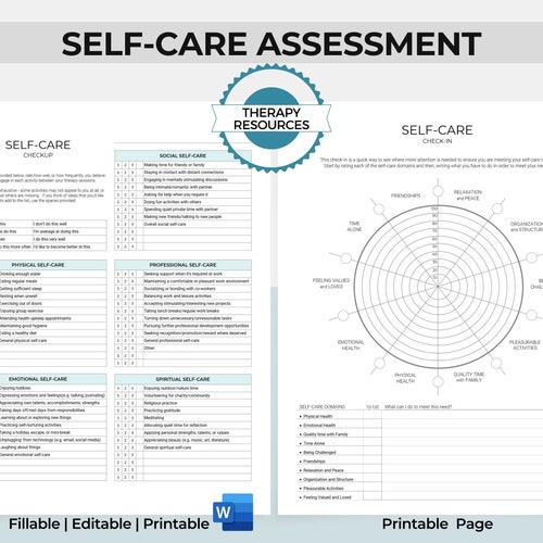 Self-care Checkup Template Editable Self-care Check-in - Etsy