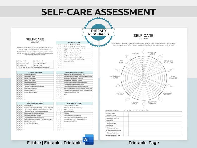 Self-care Checkup Template Editable Self-care Check-in - Etsy