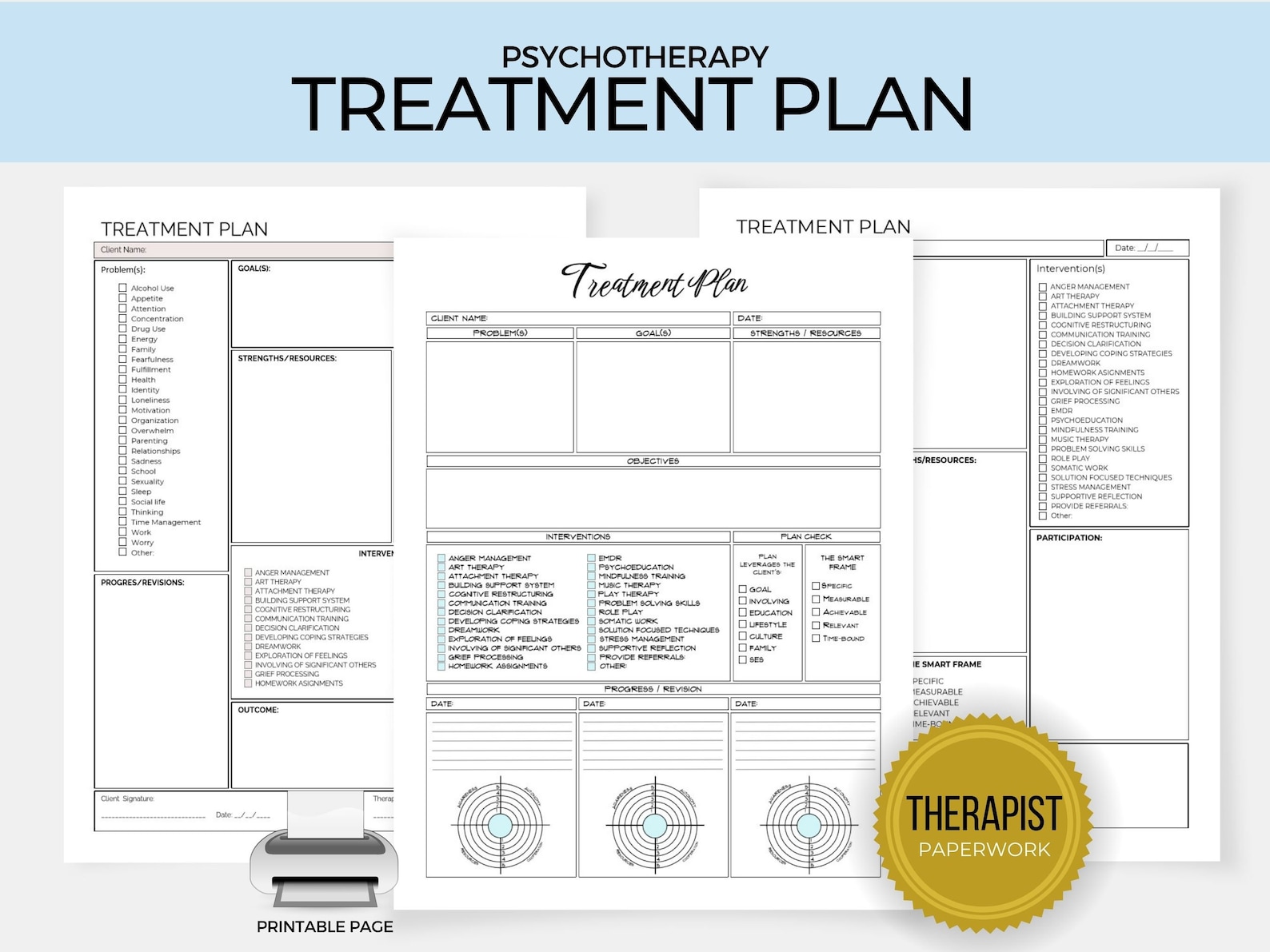 Therapy Treatment Plan, Psychotherapy, Private Practice Forms, Mental ...