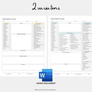 Psychotherapy Treatment Plan Editable Word Template, Counseling Plan ...