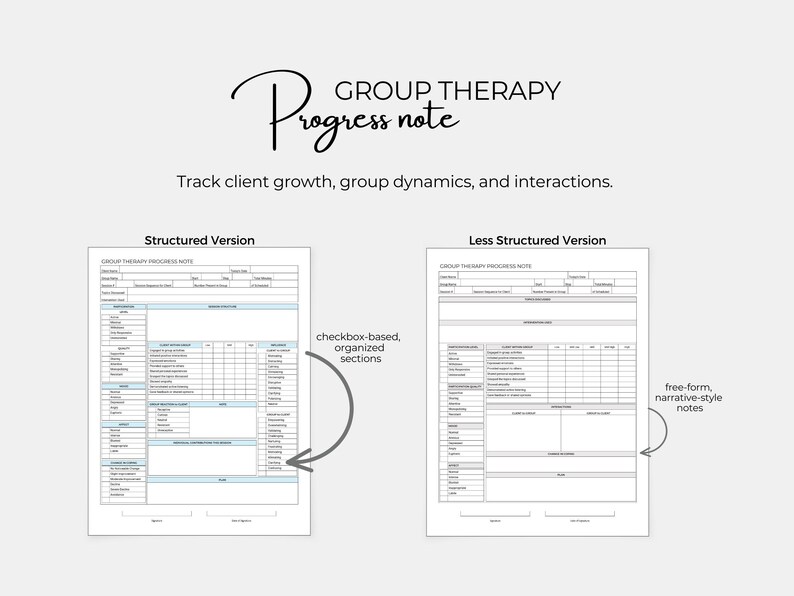 Group Therapy Progress Note, Therapy Session Documentation, Therapy ...