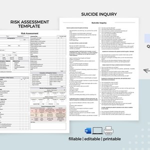 Risk Assessment Template Fillable, Suicide Assessment Form, Suicide ...