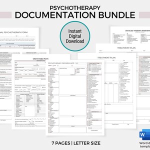 Psychotherapy Documentation Bundle, Client Intake Form, Interventions ...