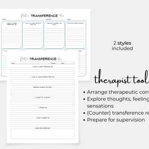 Transference Note Printable, Therapist Process Note, Session Notes ...