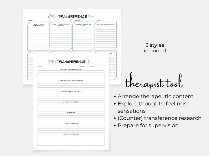 Transference Note Printable, Therapist Process Note, Session Notes ...