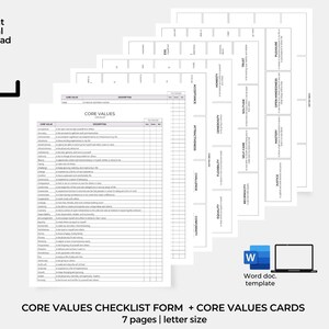Identifying Core Values Worksheets, Clarification Core Values, CBT ...