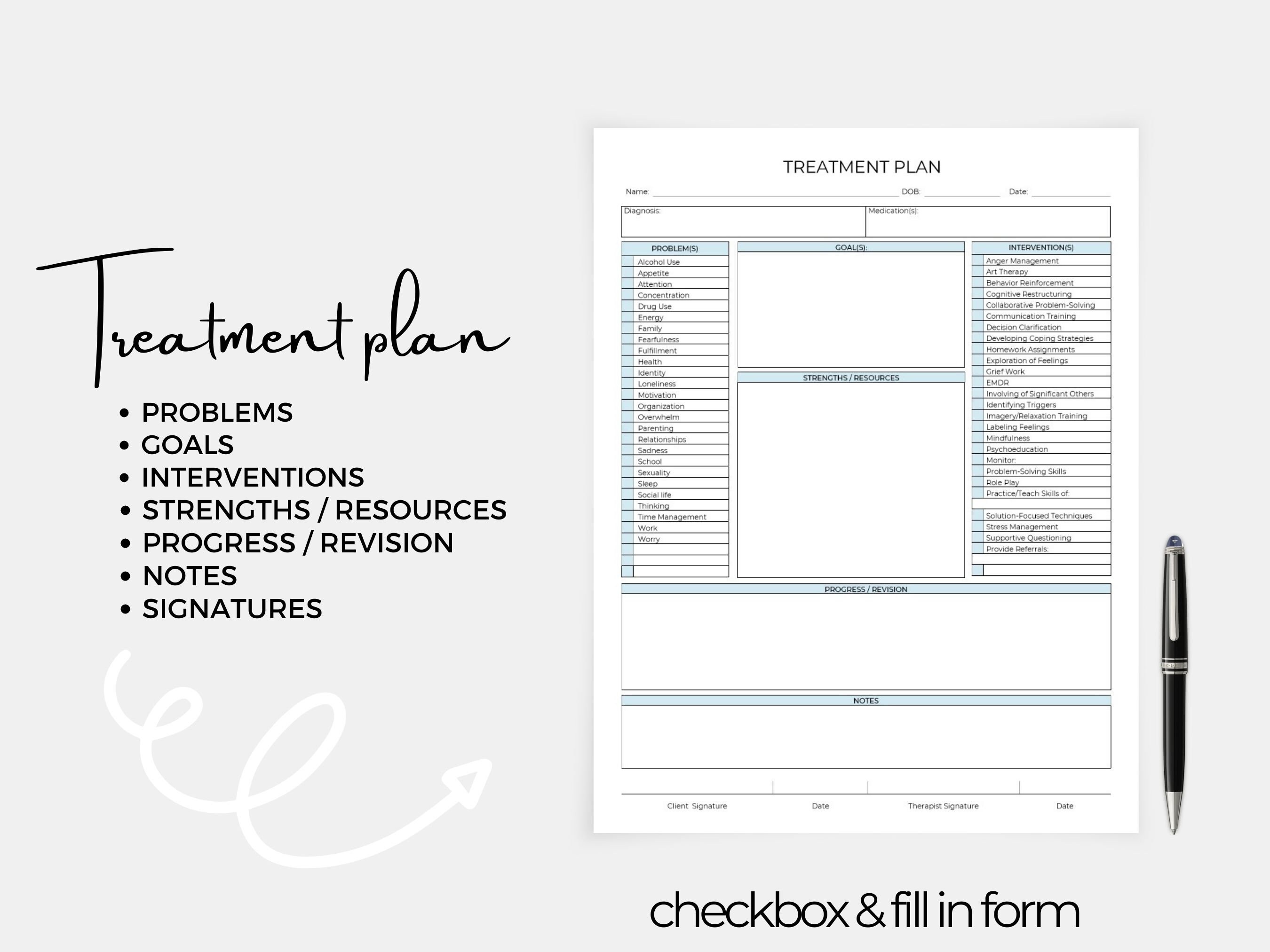 Psychotherapy Treatment Plan Editable Word Template - Etsy