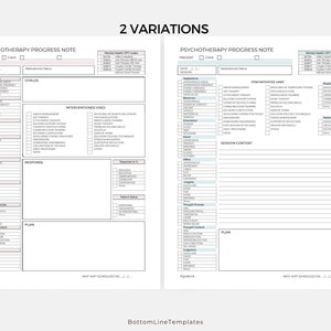 Psychotherapy Progress Note Template Case Note Printable - Etsy