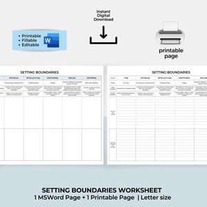 Setting Boundaries Template Fillable, Editable, Printable | Six Types ...