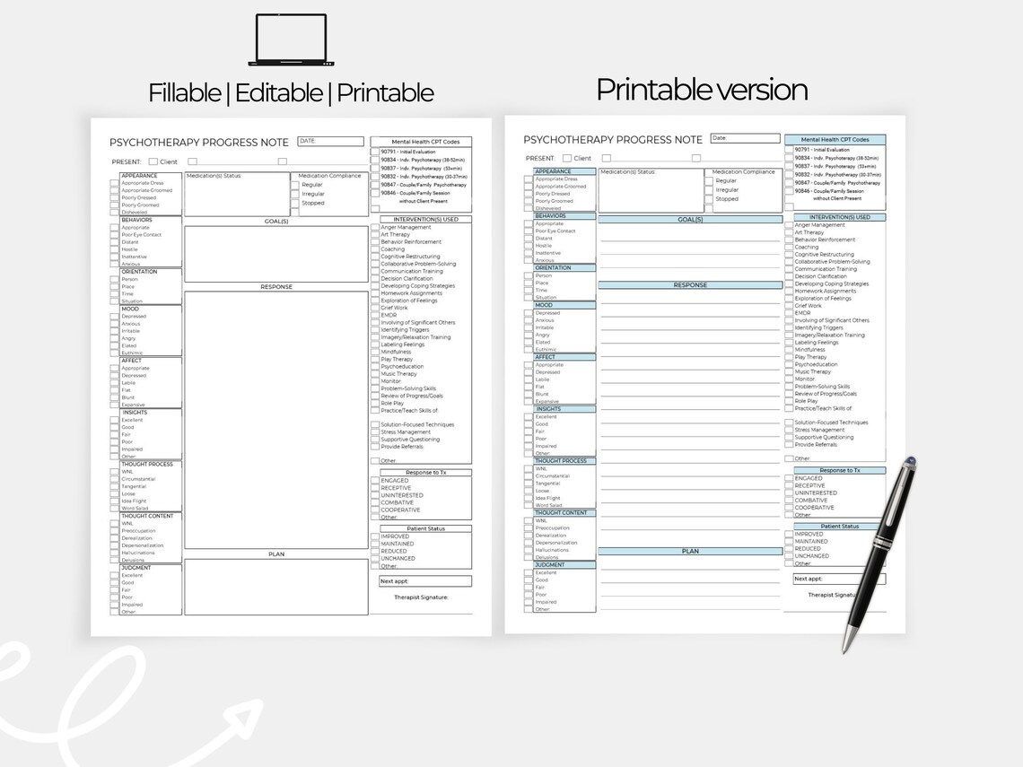Psychotherapy Progress Note Template GIRP Note Therapy - Etsy