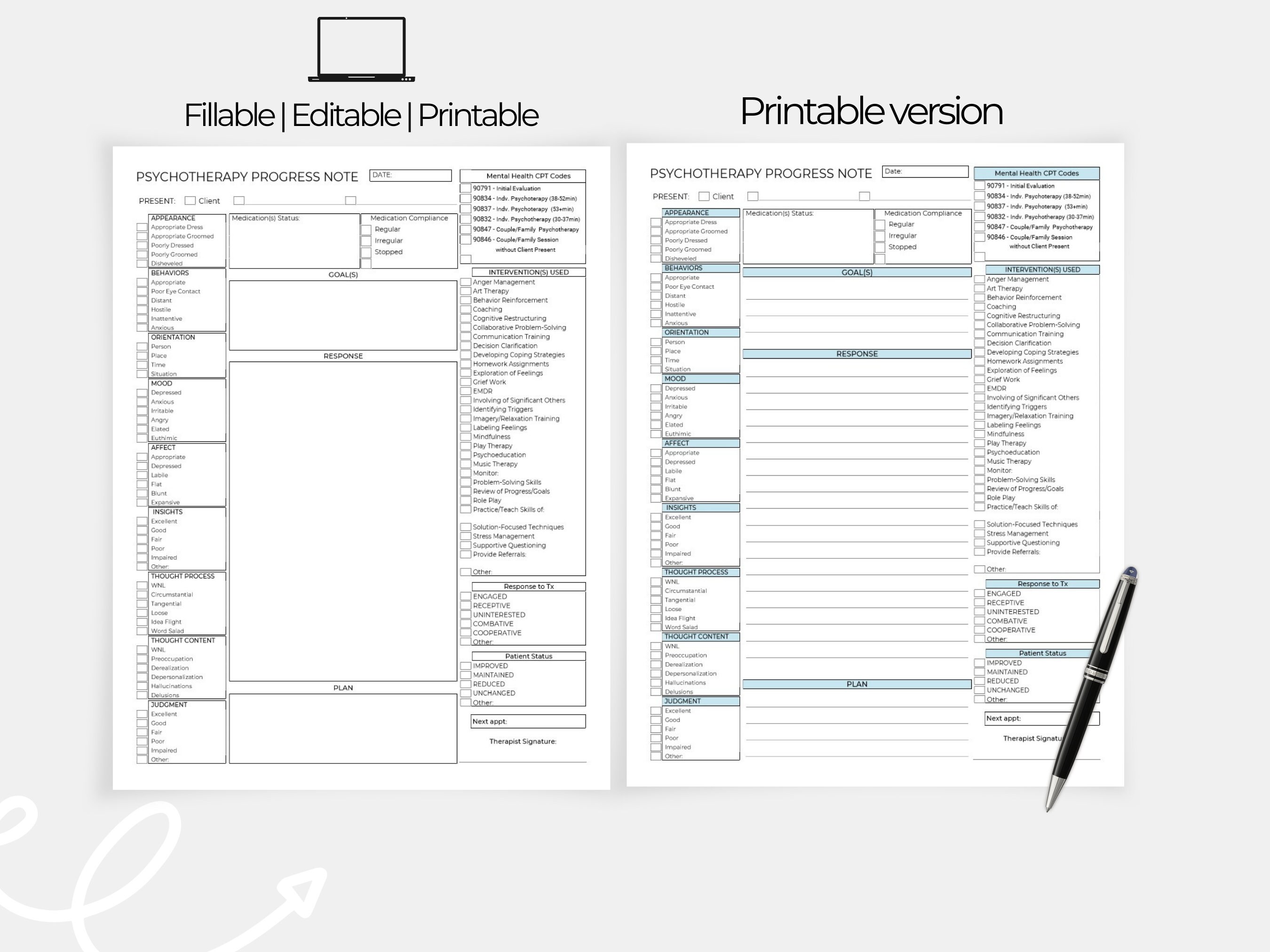 Psychotherapy Progress Note Template GIRP Note Therapy - Etsy