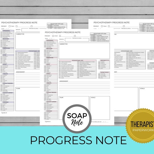 Soap Note Psychotherapy Progress Note Template Private | Etsy