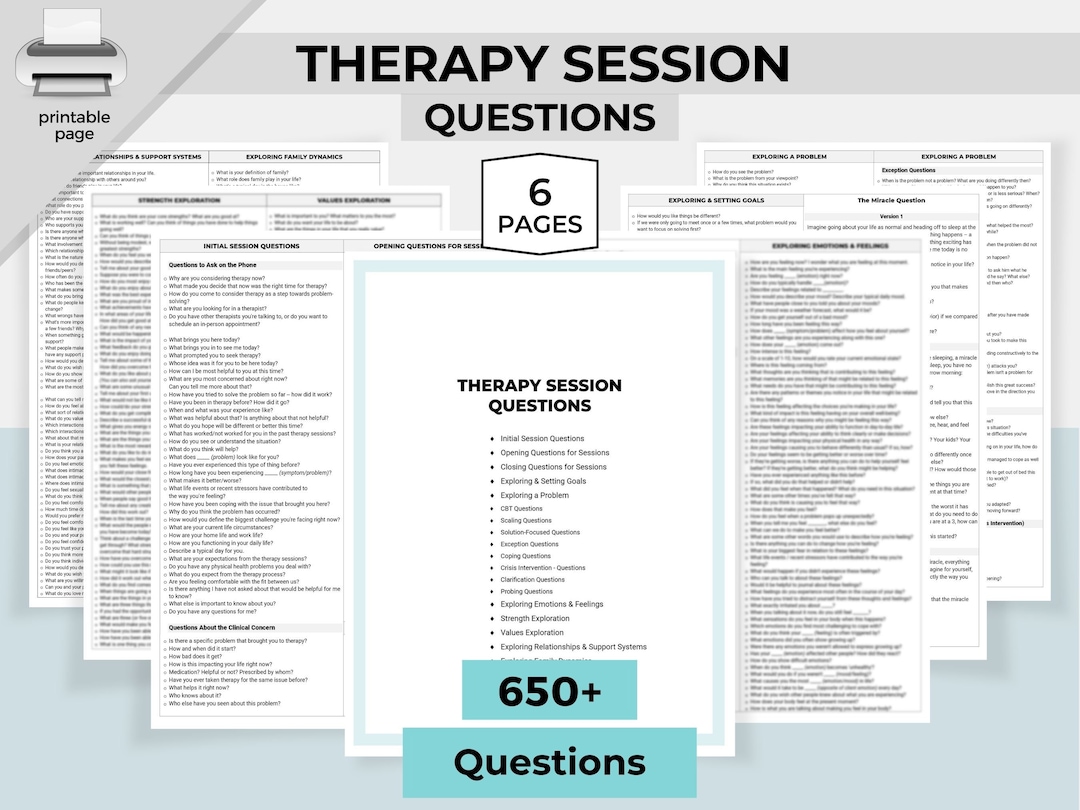 Therapy Session Questions Counseling Questions Therapy - Etsy
