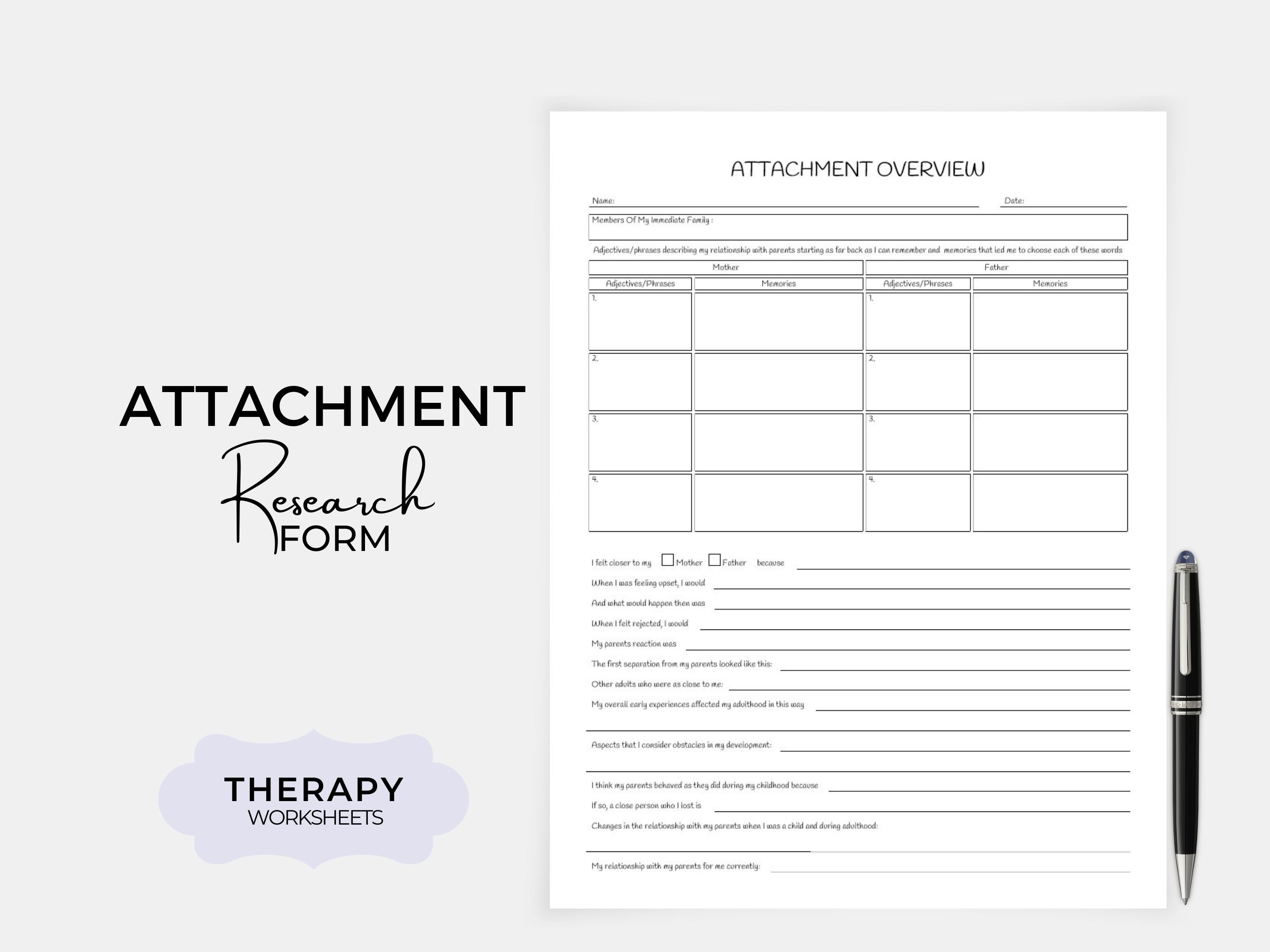 Attachment Research Form Printable, Client Intake Form, Therapy ...