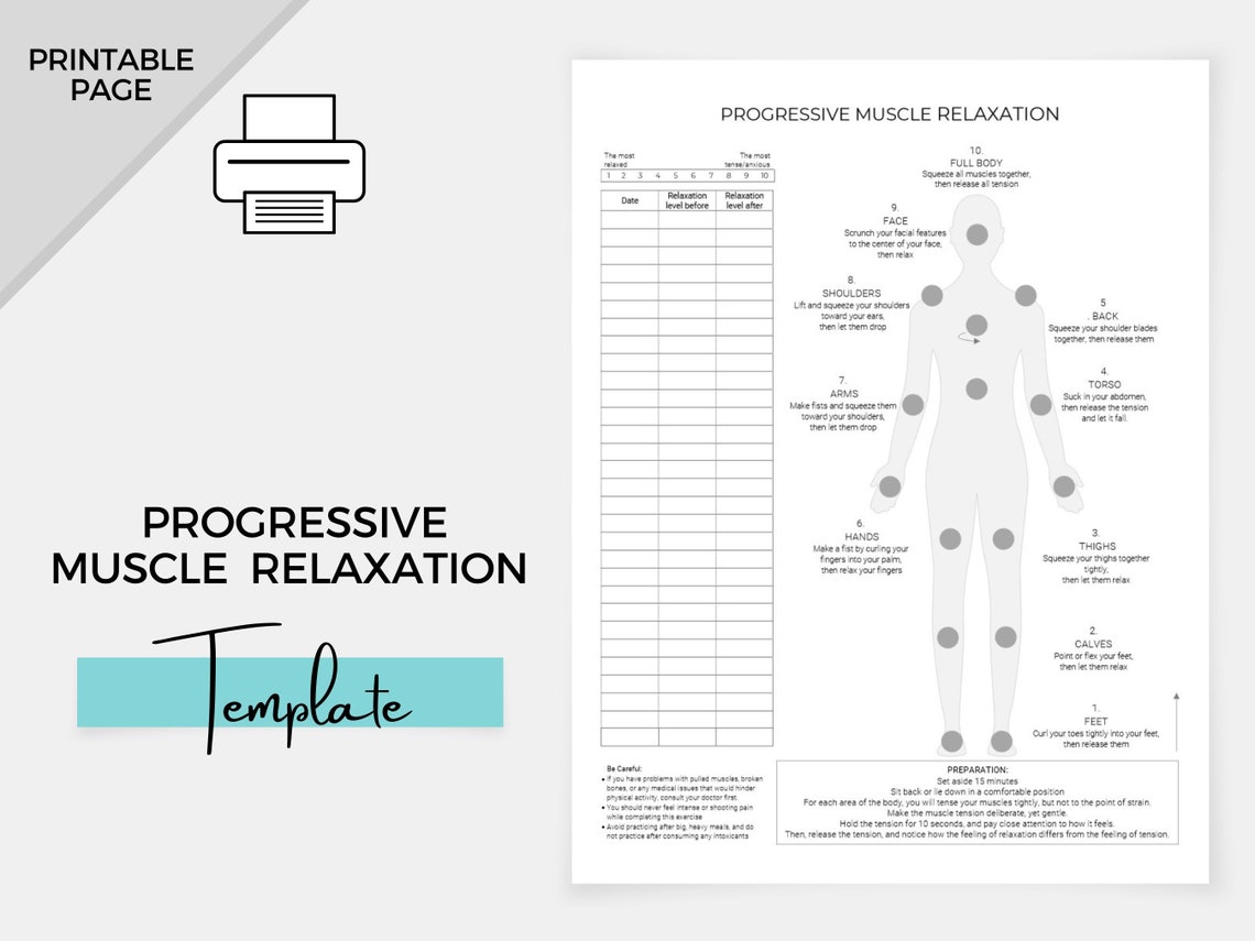 Progressive Muscle Relaxation Template CBT Techniques - Etsy