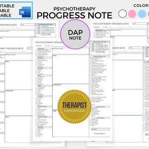 Psychotherapy Progress Note Word Template DAP Note Private - Etsy